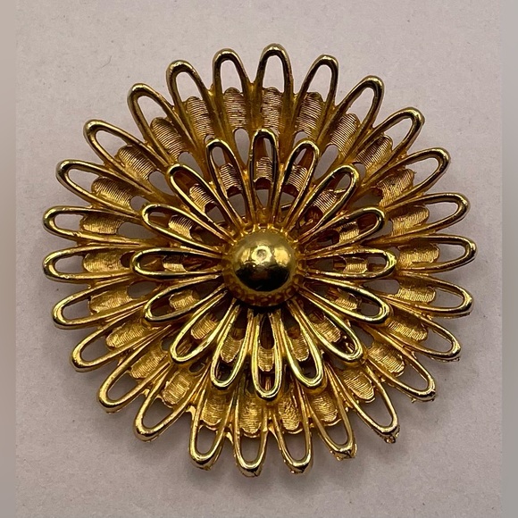 Vintage | Jewelry | Vintage Atomic Floral Design Gold Tone Brooch Pin ...